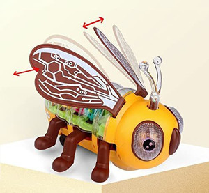Viradiya's Transparent Gear Bee Toy/ Electric Walking / Sound and Light ...