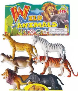CJ CHILDREN WILD ANIMALS (6 PIECES) LARGE PLASTIC TOY SET (Multicolor ...