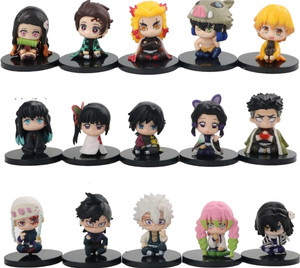 Thrifx Demon Slayer Action Figures Set of 15 Size 7-8 Cm Miniature Toy ...