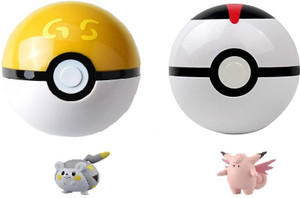 FOZZO-SK Anime Pokemon 2 Poke Balls Multi colors with Tiny Figure ...