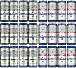 Budweiser 0.0 Non Alcoholic Clasic Beer 12 + Green Apple Beer 12 Can ...