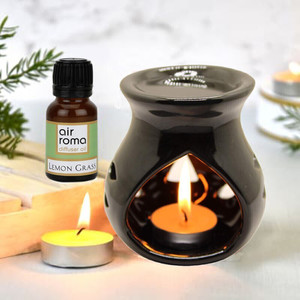 Airroma Aroma Gift Set Oil Burner Aroma Diffuser Black (Free 2 Tea ...