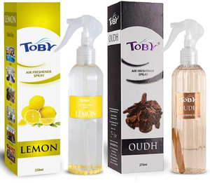 TOBY LEMON , OUDH AIR FRESHENER .250 ml each,pack of 2. Spray LEMON ...