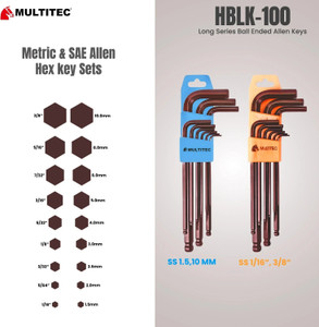 Multitec Alloy Steel 9 Pieces, Hex Short Allen Key Set (1.5mm to 10mm ...