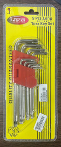 Qualigen 9 Pcs LONG Silver Tone Metal Torx/Star Allen Key Set with Hole ...