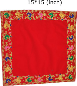 jai kamla devi Red Velvet Pooja Aasan | 15*15 inch Altar Cloth Price in ...