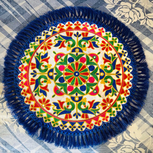 VISHVA ENTERPRISE Traditional Embroidery Round Pooja Hand Work Thali ...