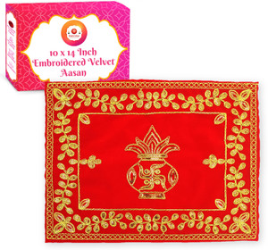 Bhakti Lehar ( 10 x 14 Inch ) Embroidery Kalash Design Velvet Pooja ...
