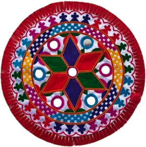 krithi Traditional Embroidery Round Pooja Thali Rumal ,Pooja Table ...