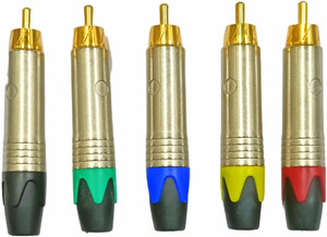 BALRAMA 5pc Metal Gold Plated RCA Pin Audio Video Speaker Male ...