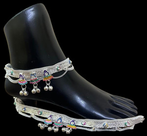 BHORIWAL Beautiful Silver Plated Bridal Payal Pajeb For Women Alloy ...