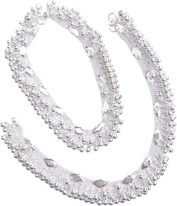 JUST IN JEWELLERY Trendy Silver Ghunghroo Beads Anklet/Payal/ Pajeb ...