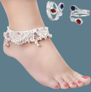 SONU SELECT Beautiful Silver Plated Bridal Payal Pajeb For Women With 2 ...