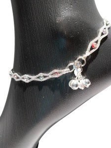 WeOnix Silver Anklet with Fancy Leg Chains and Delicate Charms… Alloy ...
