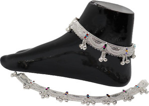 BHORIWAL Women and Girls Heavy Payal White Metal Leg Chains Anklets in ...