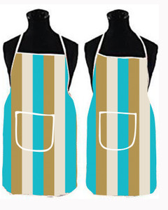 Genipap Strip Pattern Kitchen Apron With Pocket For Home & Hotel Makeup ...