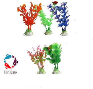 Fish Bank Aquarium Plastic Plant 4 inch Multicolor Fish Tank & Aquarium ...