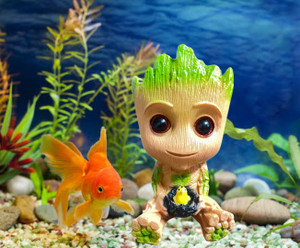 Mistletoe Baby Groot for Aquarium & Fish Tank Decor Flowerpot Cum Pen ...