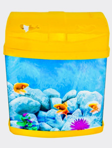 PFT Mini aquarium- 2L (Yellow / Red) Betta Fish Tank Cube Aquarium Tank ...