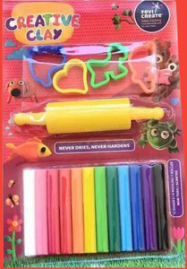 NAVDEEP COLLECTION Set Of 12 Colors Soft Clay 3 Cutter 1 Roller pin Art ...