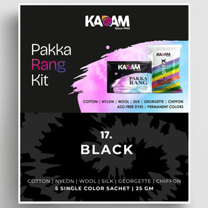 KADAM Pakka Rang Permanent Fabric Dye Colour | Shade No.17: Black | 25g ...