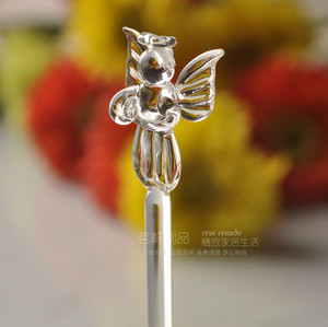 Lyla Angel Clear Glass Rod Cocktail Drink Stirrer Mixer / Swizzle Stick ...