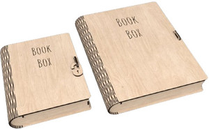 AmericanElm Wooden Book Box Set - Large and Medium Size - Storage for ...