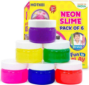 HOTKEI (6 Neon Slime)Toys jelly slime putty clay toys kit set pack for ...