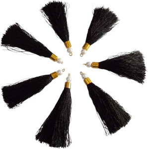 LARON FINERYS BLACK 3 INCHES SILK THREAD TASSELS (PACK OF 50) - BLACK 3 ...