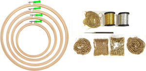 rawzone Aari Kit With Wooden Embroidery Hoop/Ring Sizes (7,8,9,12 ...