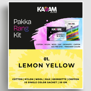 KADAM Fabric Dye Colour, Shade 01 Lemon Yellow, Pack of 10 Single Color ...