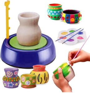 Toy DEKHO Clay Pot Making/DIY Pottery Art Wheel Play Toy with Colors ...