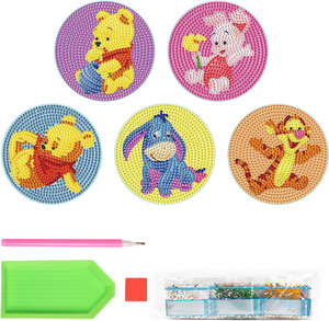 HASTHIP DIY Winnie the Pooh Diamond Painting Coaster Set 5 Pcs All Ages ...