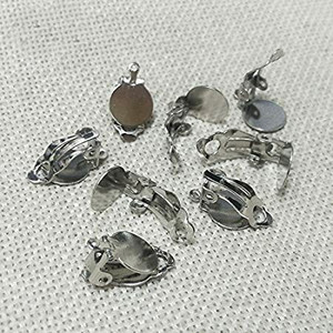 Beadsnfashion 5 Pairs Clip-on Earring Findings Flat Round Base Tray ...