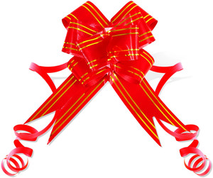 Adhvik Pack of 10 (Size:30mm) Red Pull Bow Striped Flower Ribbon For ...