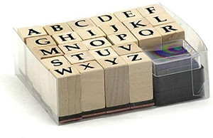 KIRA 26 Pcs Capital Alphabet Letter Stamps Wood with Ink Pad for Art ...