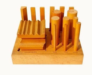 HAMMER MAN Wooden Swage Block Set Wood Forming Design Cube & Punches ...