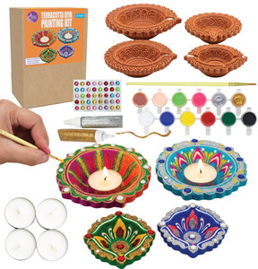 ASIAN HOBBY CRAFTS Diya Painting Decoration Kit | DIY Set with Clay ...