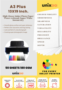 Flipkart.com | UNIXAA 180 GSM High Glossy Inkjet Photo Paper A3 Plus ...