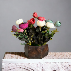 Litleo wooden pot mix design flower for home office gift Multicolor ...