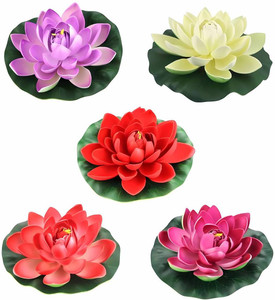 Ryme Floating Multi color Lotus (Pack Of 5) Multicolor Lotus Artificial ...