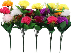 Toori Toori Artificial Carnation Flower Bunch Pack Of-5 Multicolor ...