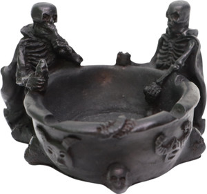 Ideko Resin Material 2 Skeleton Skull Ashtray | Black Tabletop ...