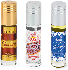 Almas Chocolate, Rose and Sweet Non-Alcoholic Attar (Combo Pack of 3 ...