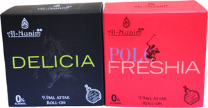 Al Nuaim DELICIA +FRESHIA 9.9ml Each Attar Roll On - Combo Pack Floral ...