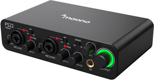 MAONO USB Audio Mixer with 60 dB Preamp,24bit/192kHz (PS22)Black Audio ...