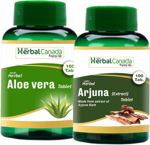 Herbal Canada Aloe Vera (100 Tablets) + Arjuna (100 Tablets) | Healthy ...