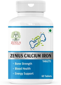 Zenius Calcium Iron Tablets for Strong Bones, Boost Energy & Support ...