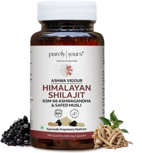 Purely Yours Ashwa Vigour Shilajit & KSM-66 Ashwagandha Capsules | 60 ...