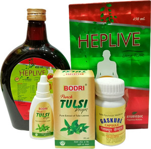 BODRI Panch TULSI Drops & Heplive Liver Tonic LIVER,DIGESTIVE & GASKURE ...